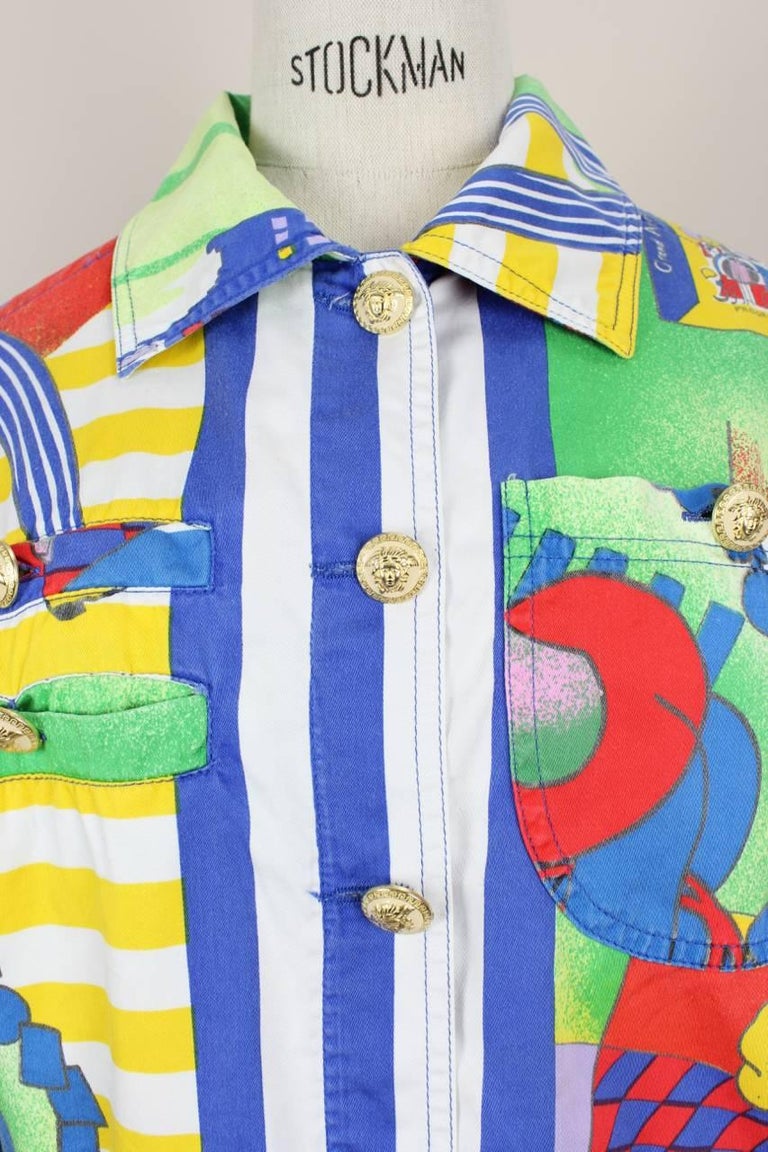 Gianni Versace Spring/Summer 1995 Multi-Coloured Jazz Age Print Cropped ...