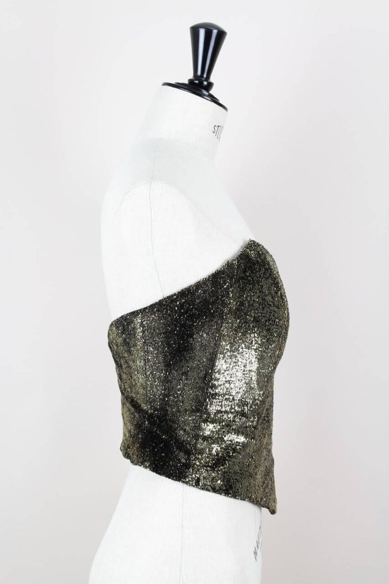 Custom-Made Metallic Gold and Black Lurex Velvet Bustier Coat Evening ...