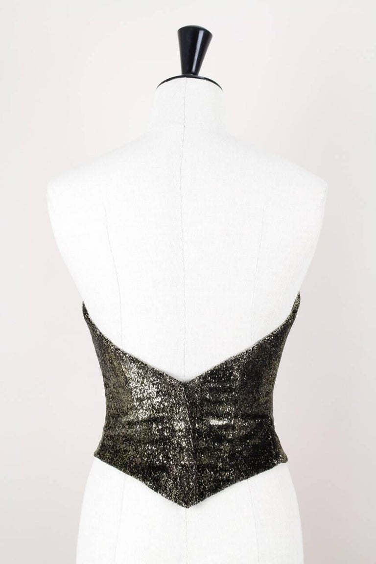 Custom-Made Metallic Gold and Black Lurex Velvet Bustier Coat Evening ...