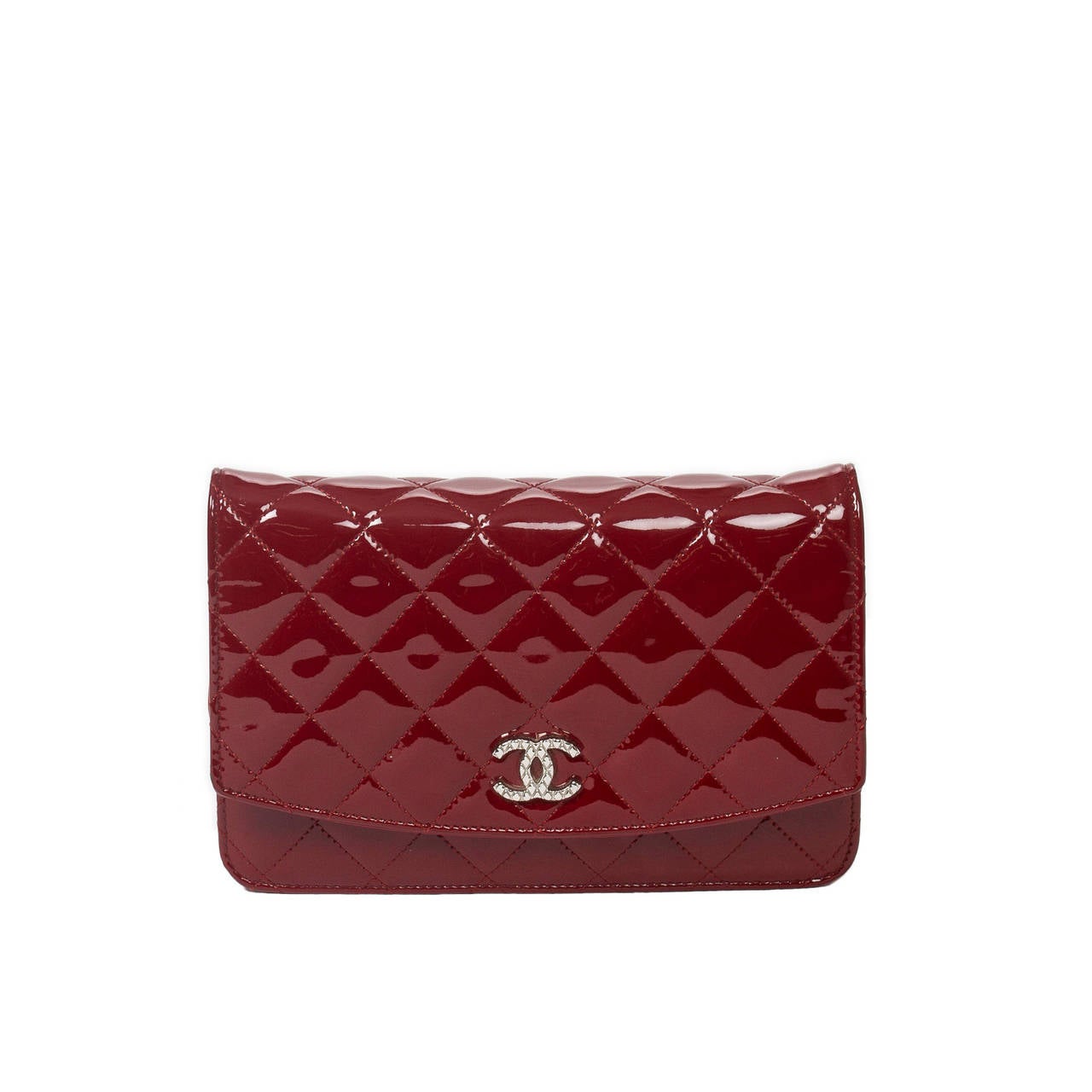 Chanel Wallet On Chain Red Patent For Sale at 1stDibs