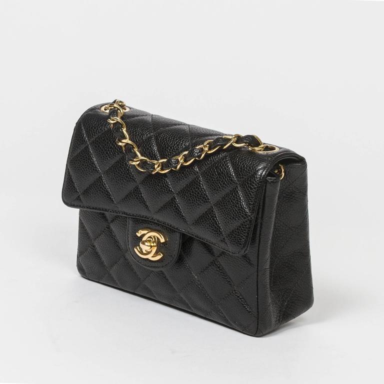 Chanel - Classic Mini Flap Black Quilted Caviar at 1stDibs