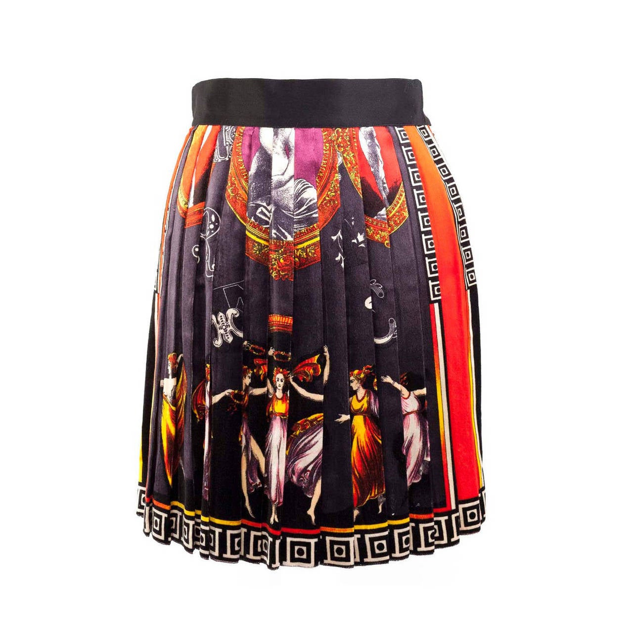 Versace Couture Vintage Canova silk velvet print pleated mini skirt For ...