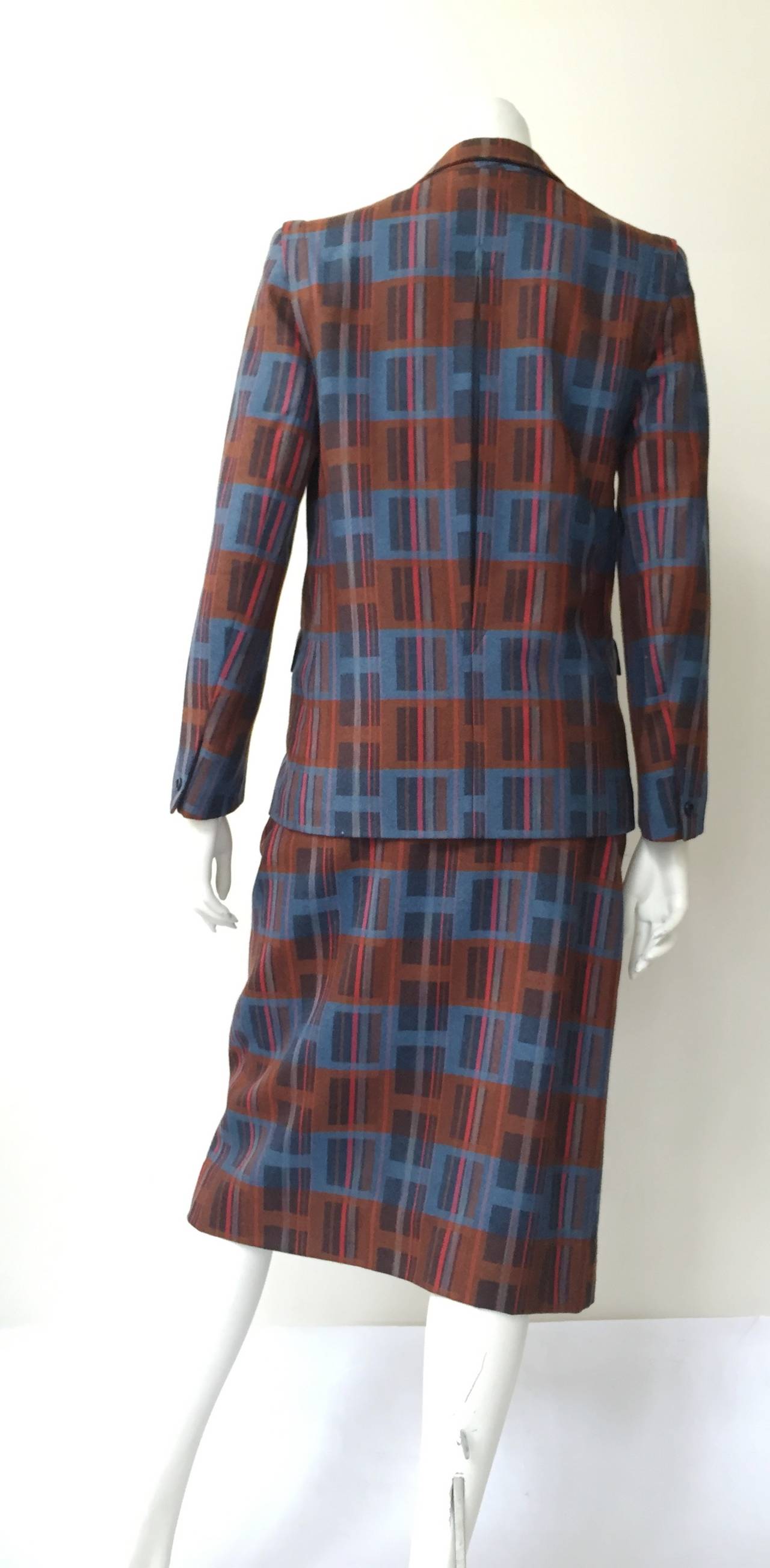 Ted Lapidus 70s modern print wool skirt suit size 6. For Sale at ...