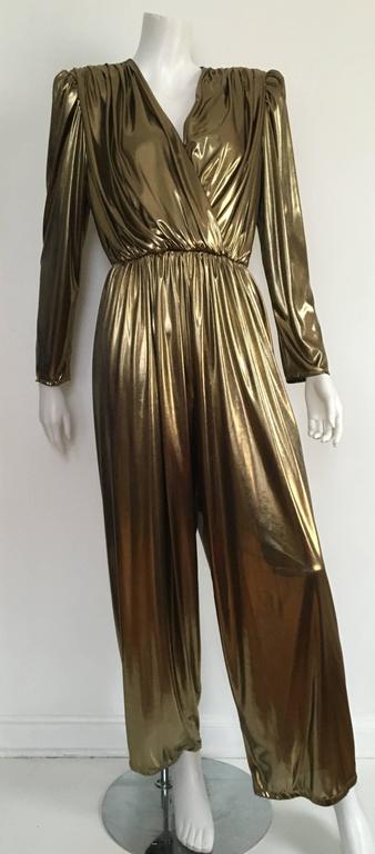 Gold 80s Lame Jumpsuit Size 6. at 1stDibs | gold lame jumpsuit, gold ...