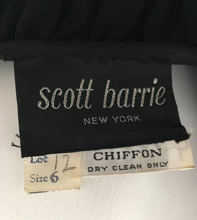 Scott Barrie Black Chiffon Ruffled Sheer Dress Size 4. For Sale at 1stDibs