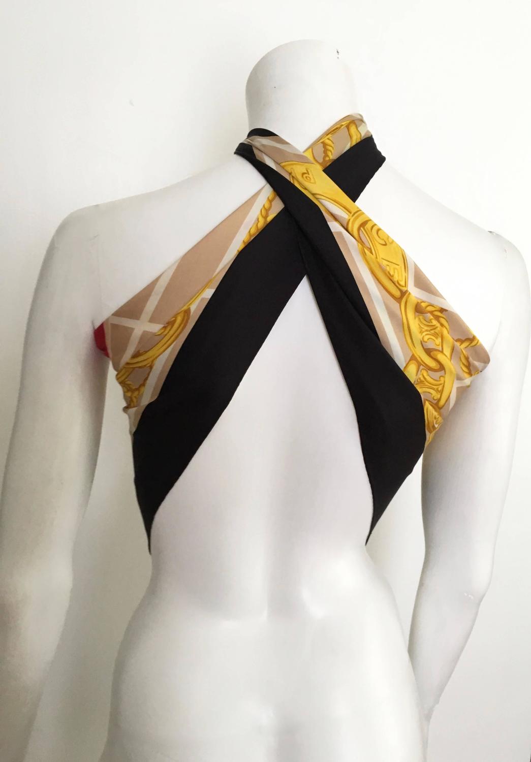 Celine Mediterranean Beach Scene Silk Scarf. For Sale at 1stdibs