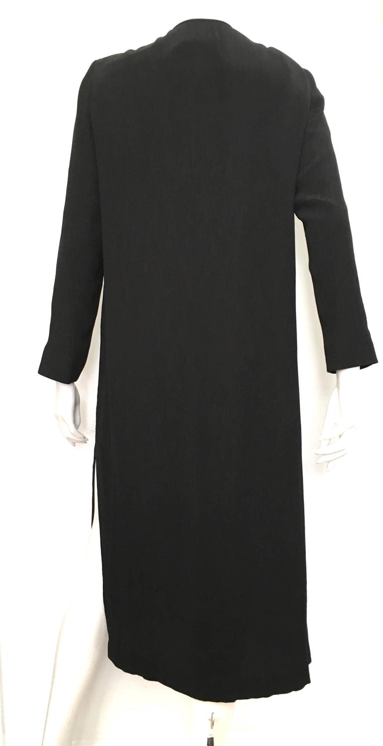 Fendi Evening Black Textured Silk Duster Jacket Size 6. For Sale at 1stdibs