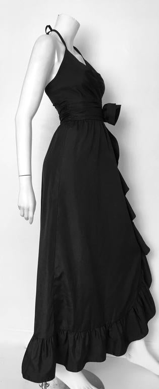 Joy Stevens 1970s Black Ruffled Halter Gown Size 4. For Sale at 1stdibs