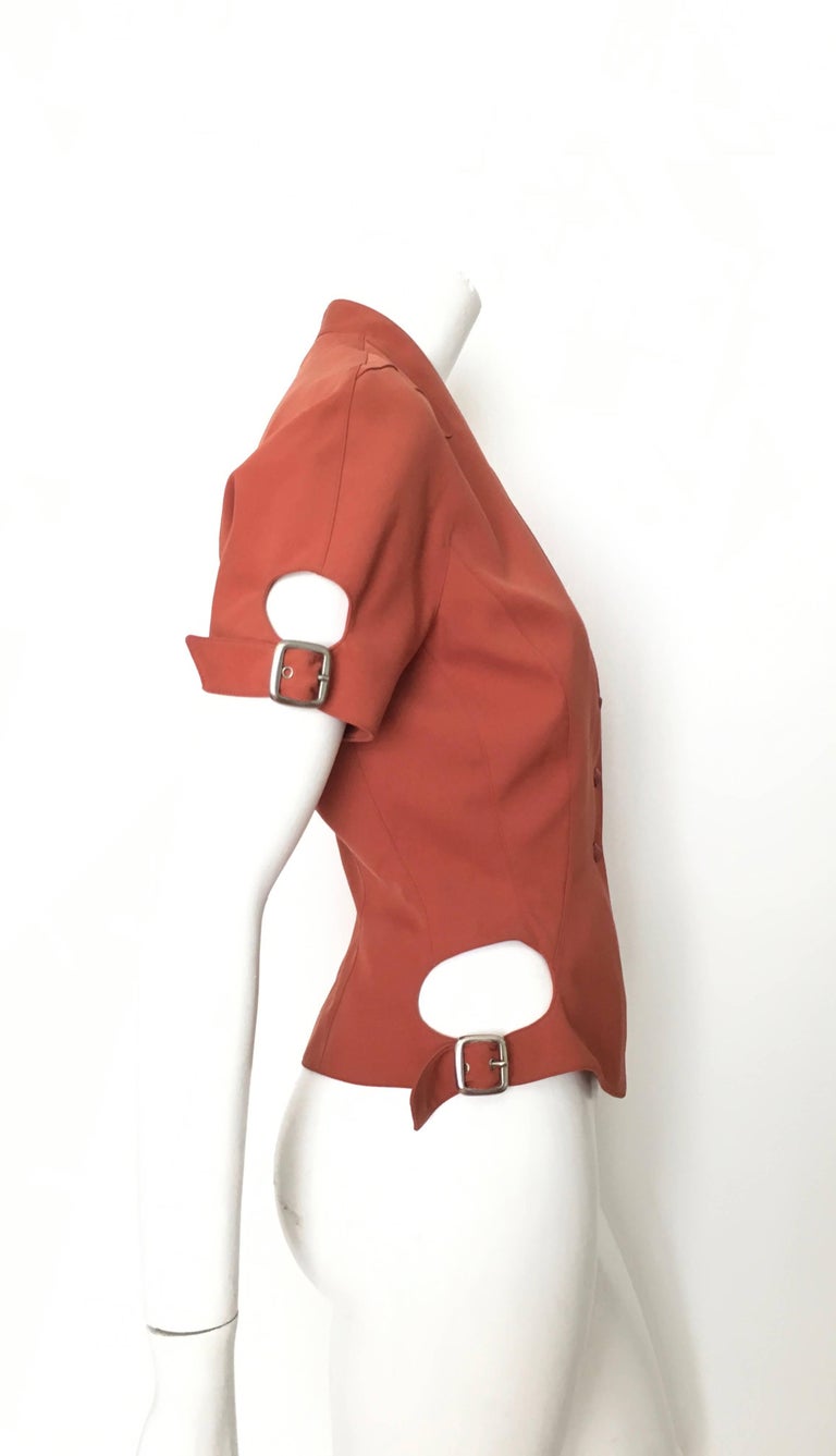 Thierry Mugler Rust Short Sleeve Jacket Size 4. For Sale at 1stDibs