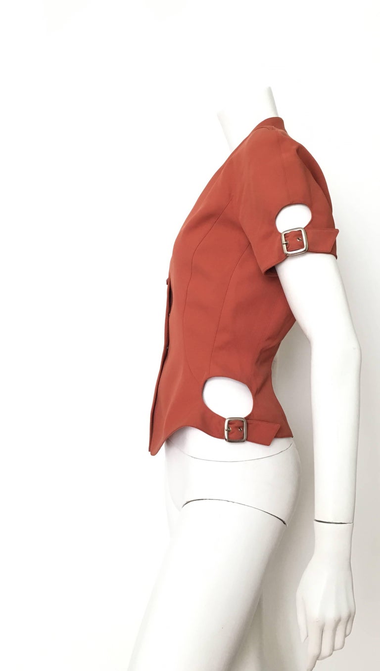 Thierry Mugler Rust Short Sleeve Jacket Size 4. For Sale at 1stDibs