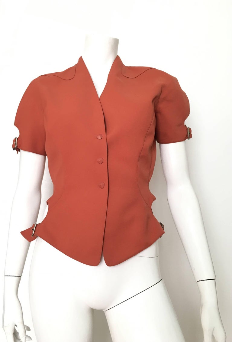 Thierry Mugler Rust Short Sleeve Jacket Size 4. For Sale at 1stDibs