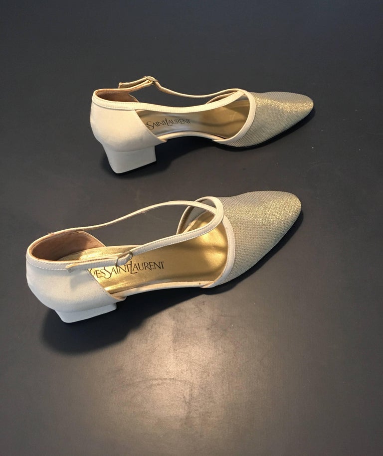 YSL 1980s Metallic Mesh Low Heel Shoe Size 7.5M Never Worn. For Sale at ...