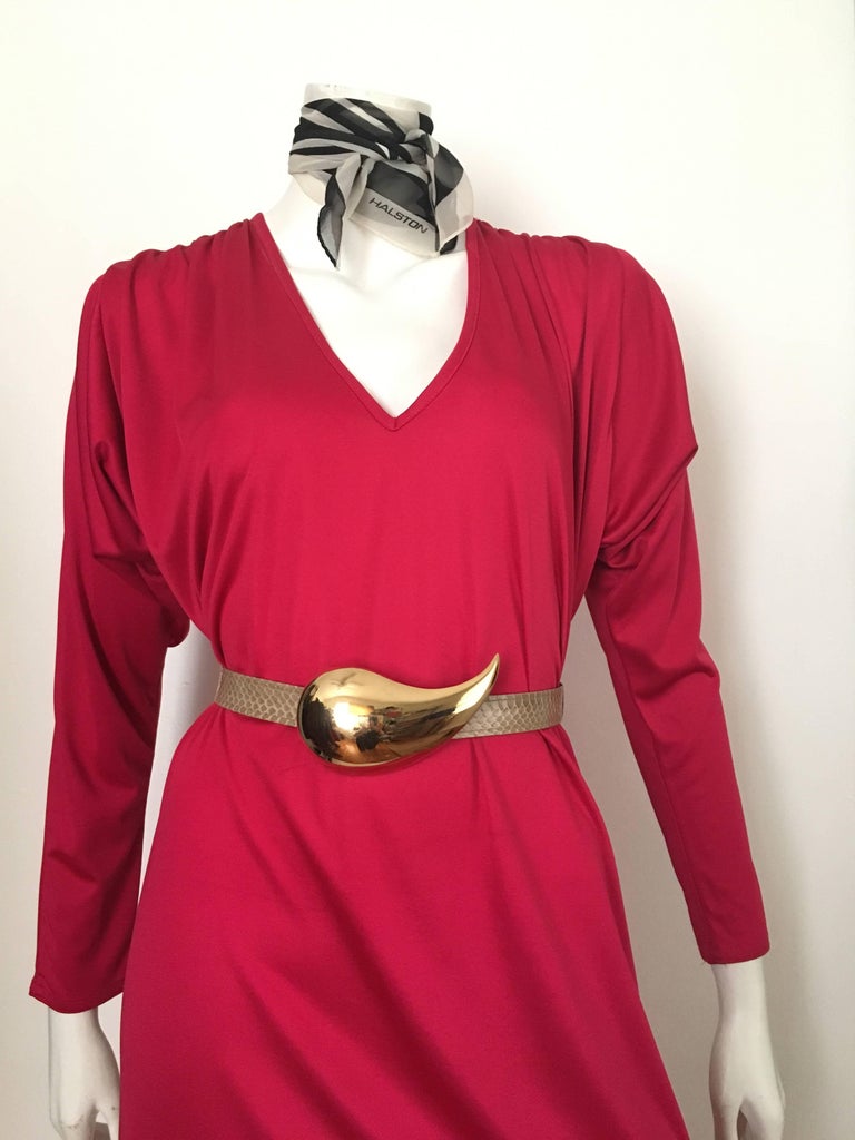 Swirl 1980s Raspberry Evening Dress Gown Size 6. For Sale at 1stDibs