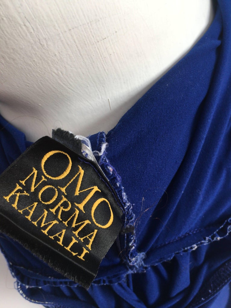 Norma Kamali OMO Blue Ruching Harem Jumpsuit Size 4. For Sale at 1stDibs