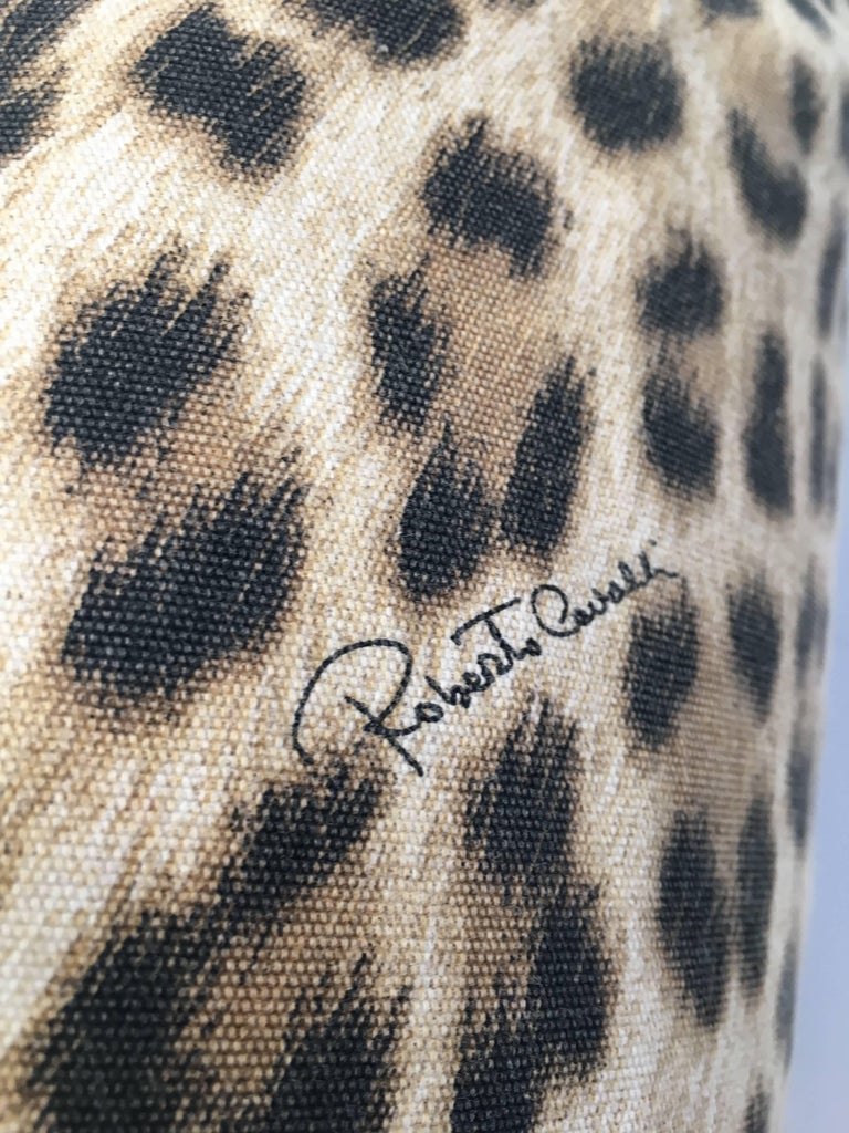 Roberto Cavalli Cotton Leopard Print Skirt Size 10. For Sale at 1stDibs