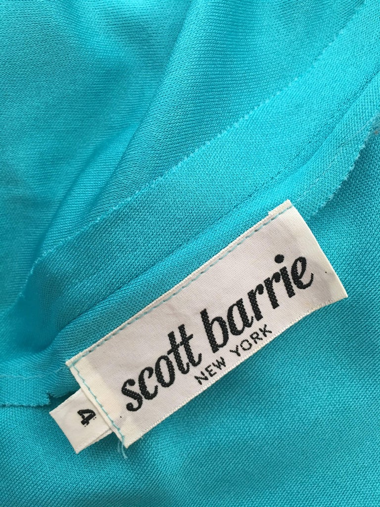 Scott Barrie 1970s Turquoise Disco Maxi Jersey Dress Size 4. For Sale ...