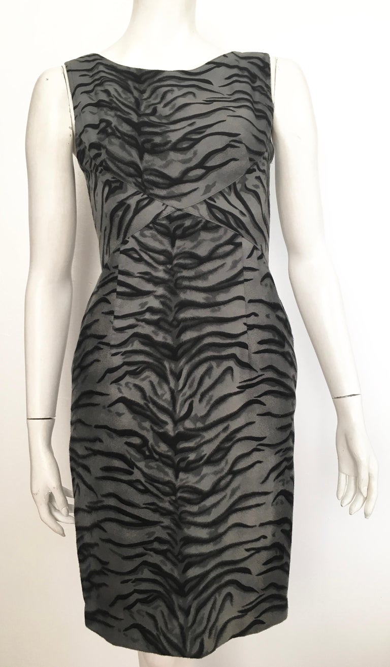 Moschino Gray Tiger Print Sleeveless Dress Size 4. For Sale at 1stDibs