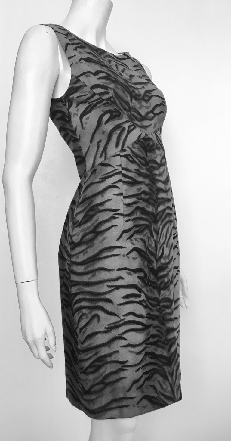 Moschino Gray Tiger Print Sleeveless Dress Size 4. For Sale at 1stDibs