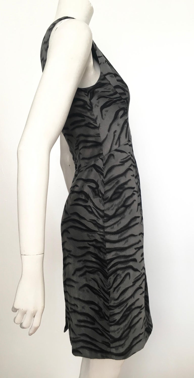 Moschino Gray Tiger Print Sleeveless Dress Size 4. For Sale at 1stDibs
