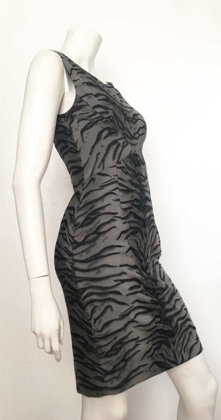 Moschino Gray Tiger Print Sleeveless Dress Size 4. For Sale at 1stDibs