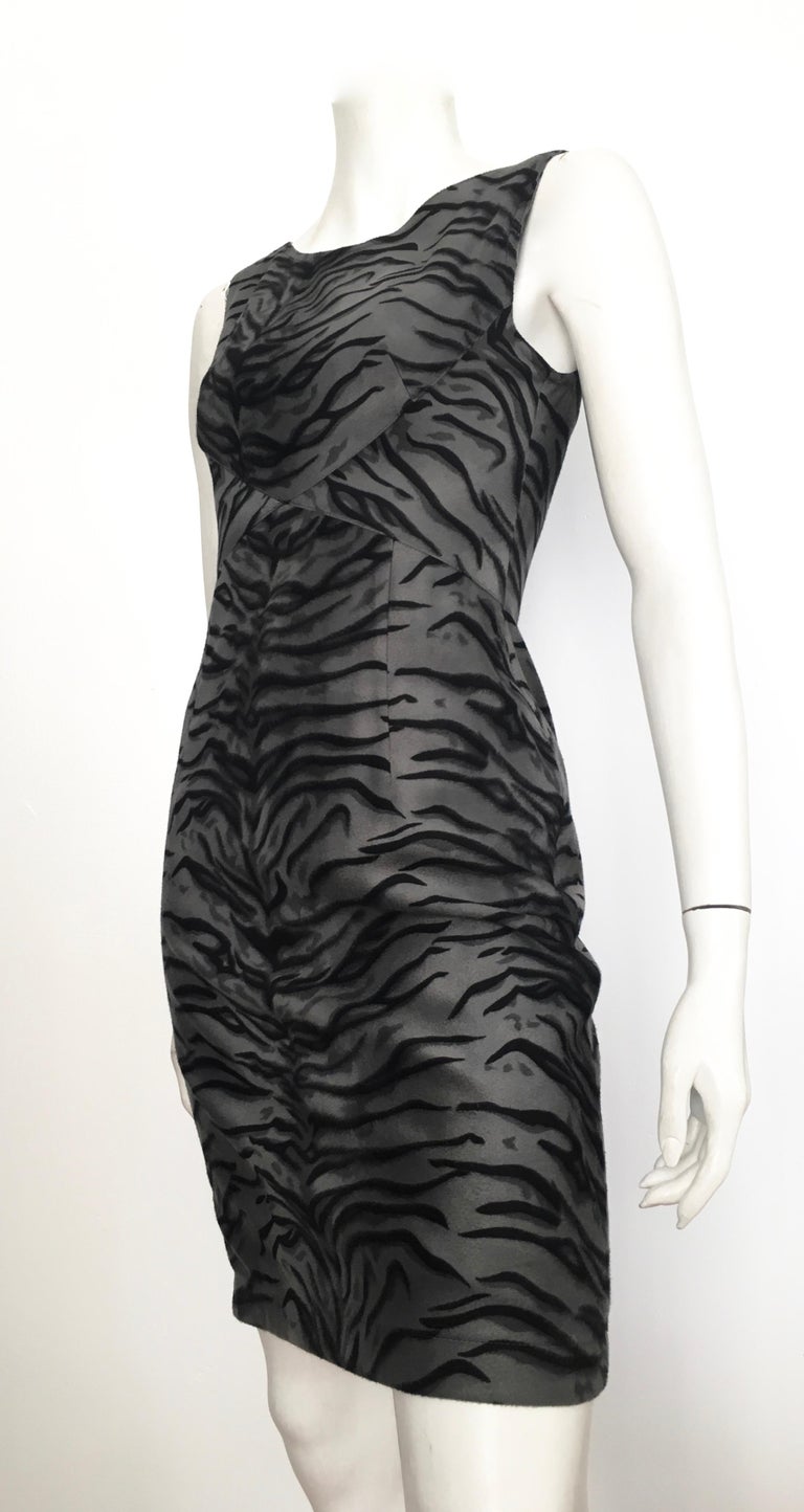 Moschino Gray Tiger Print Sleeveless Dress Size 4. For Sale at 1stDibs