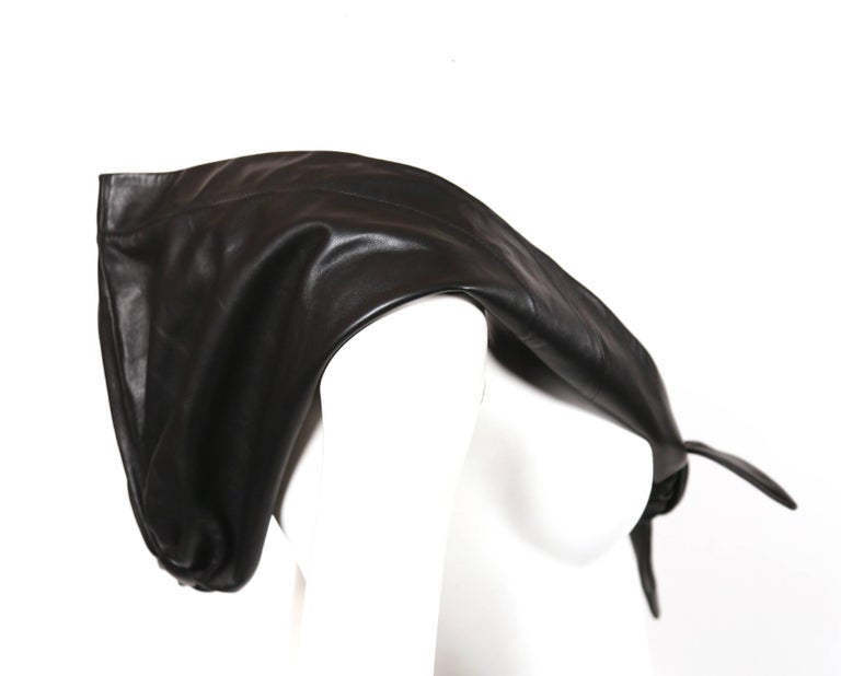 CELINE by PHOEBE PHILO black leather hooded runway scarf - new at ...