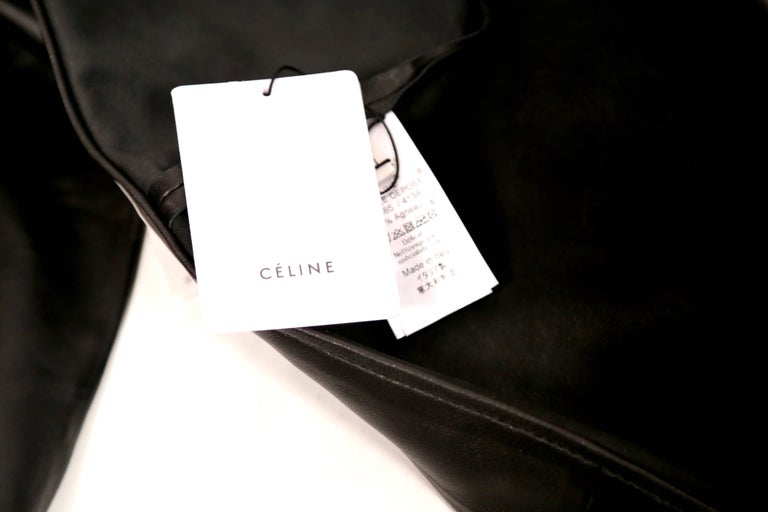 CELINE by PHOEBE PHILO black leather hooded runway scarf - new at ...