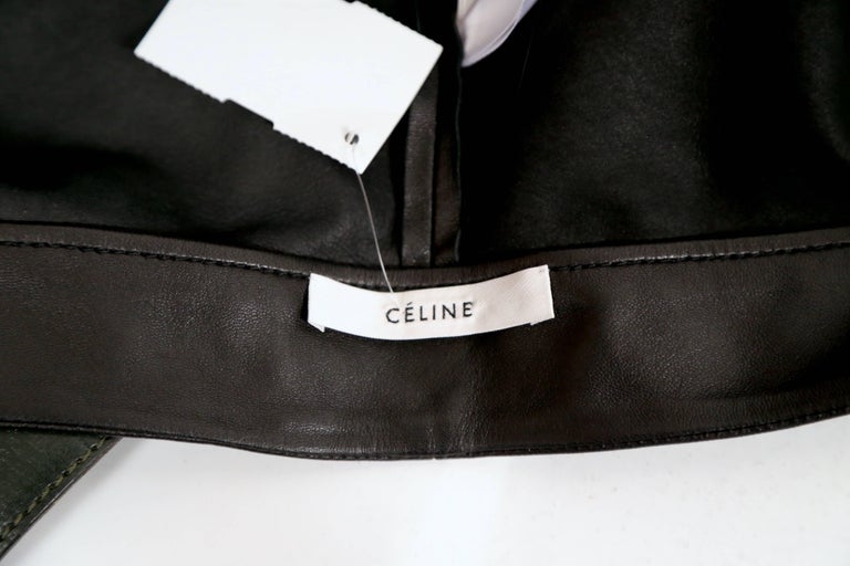 CELINE by PHOEBE PHILO black leather hooded runway scarf - new at ...