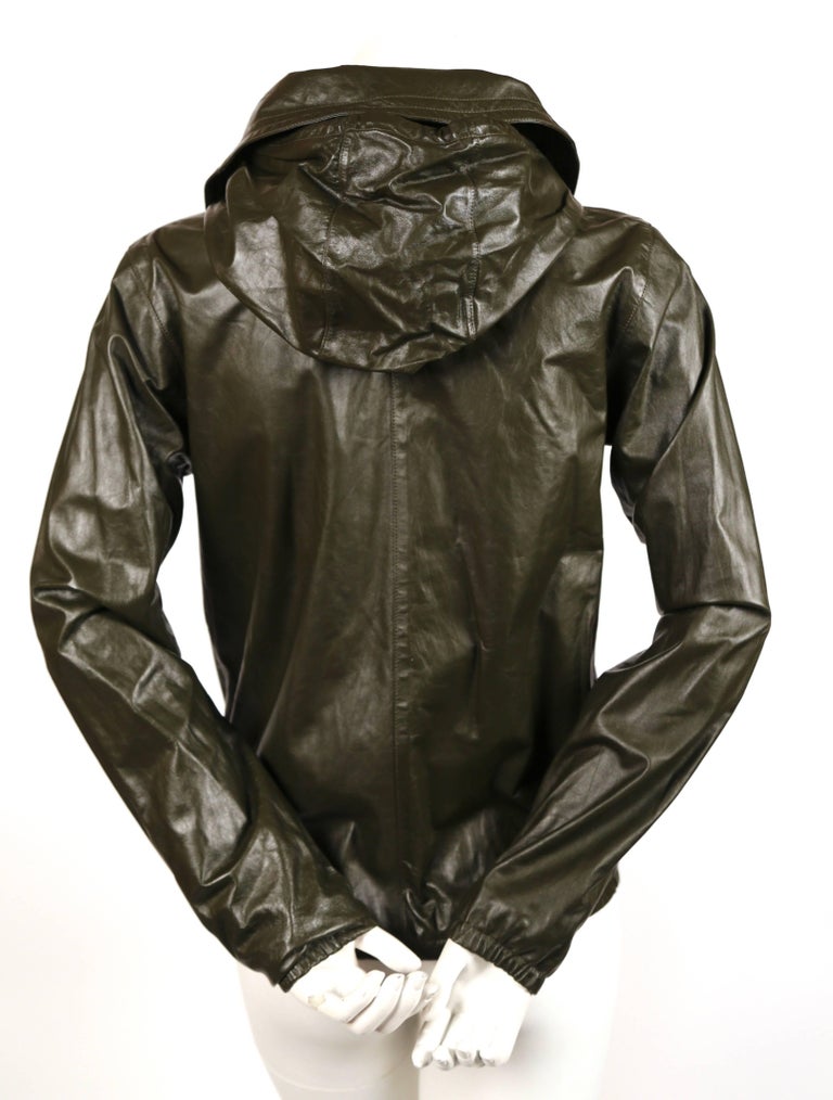 CELINE by Phoebe Philo hooded dark green leather jacket at 1stDibs ...