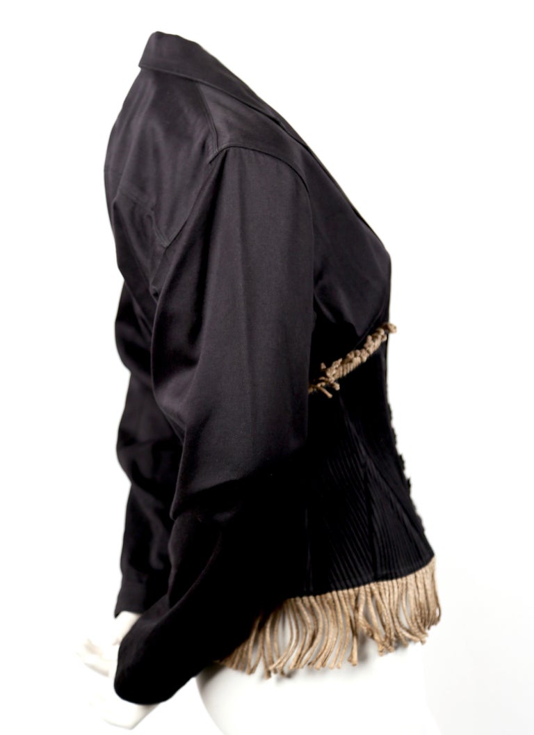 Azzedine Alaïa black cotton corset runway jacket with rope detail, 1988 ...