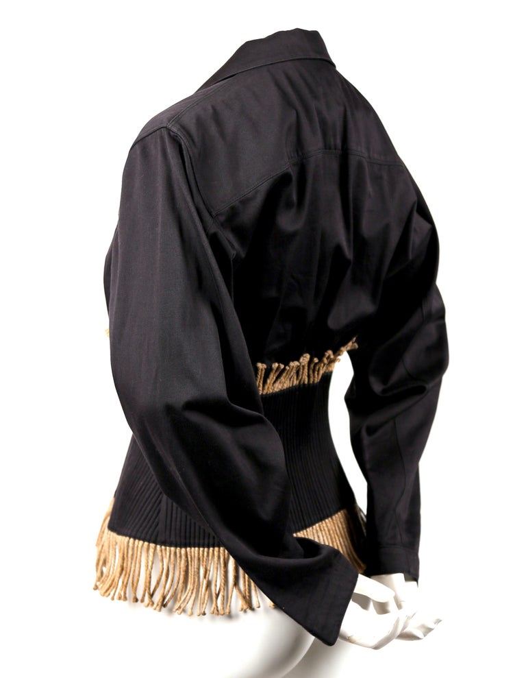 Azzedine Alaïa black cotton corset runway jacket with rope detail, 1988 ...