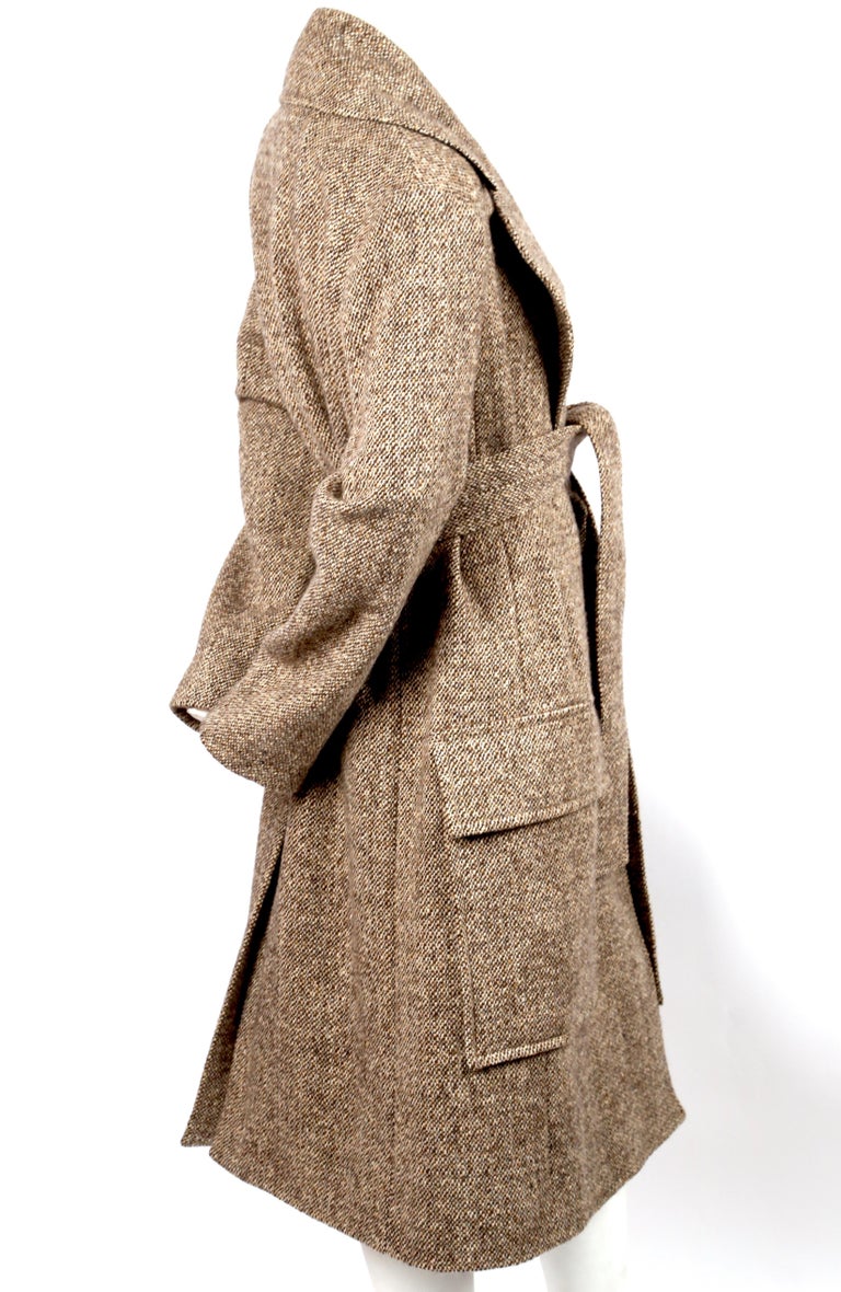CELINE by PHOEBE PHILO tweed wool coat with waist tie - new at 1stDibs ...