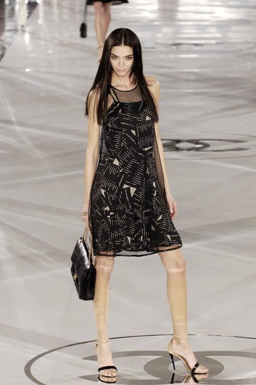 CHANEL silk printed dress with sheer net overlay - runway fall 2005 at ...