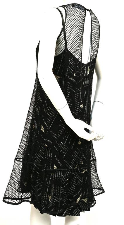 CHANEL silk printed dress with sheer net overlay - runway fall 2005 at ...