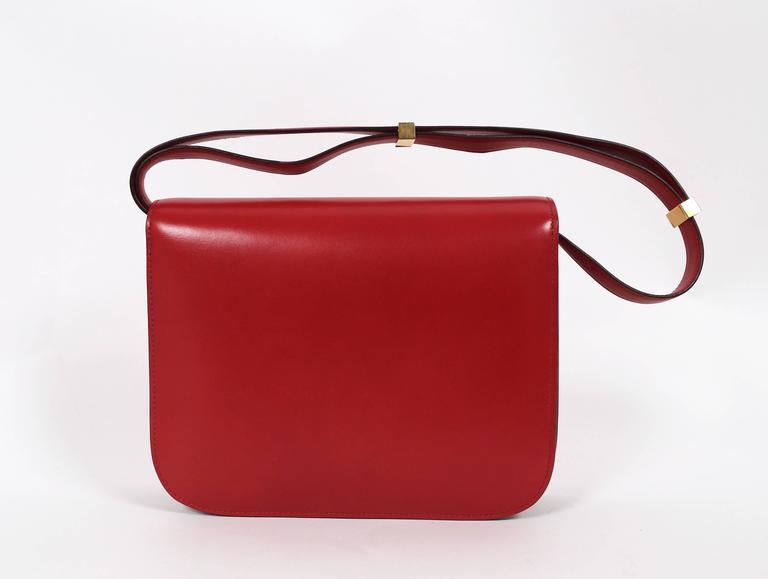 new CELINE medium classic box leather bag with convertible strap in red ...