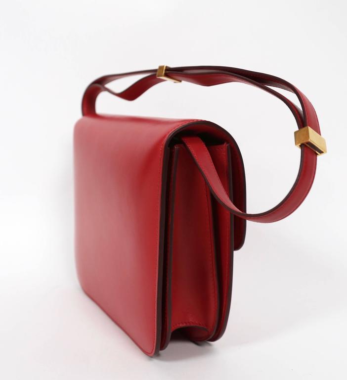 new CELINE medium classic box leather bag with convertible strap in red ...