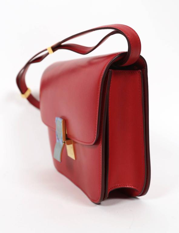 new CELINE medium classic box leather bag with convertible strap in red ...