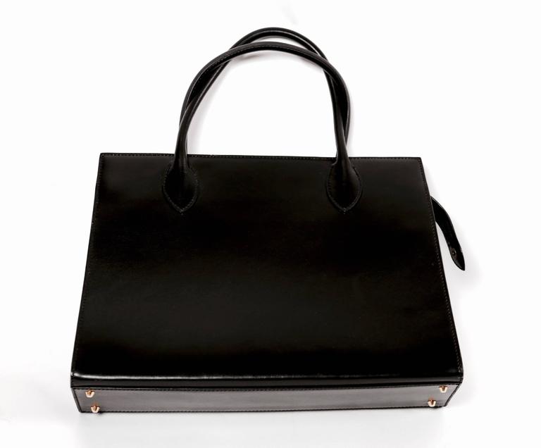 1980's AZZEDINE ALAIA minimal jet black leather box bag at 1stDibs ...
