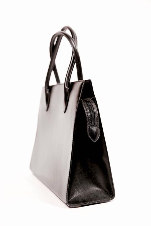 1980's AZZEDINE ALAIA minimal jet black leather box bag at 1stDibs ...