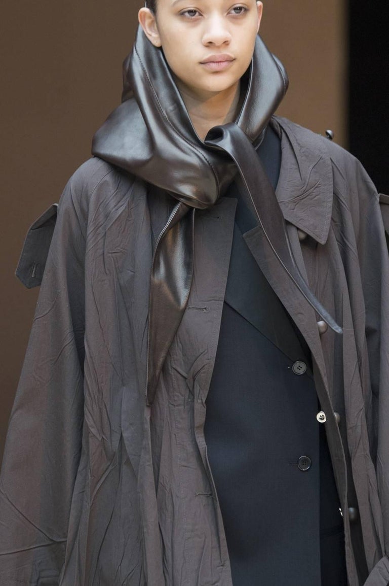 CELINE by PHOEBE PHILO black leather hooded runway scarf - new at ...