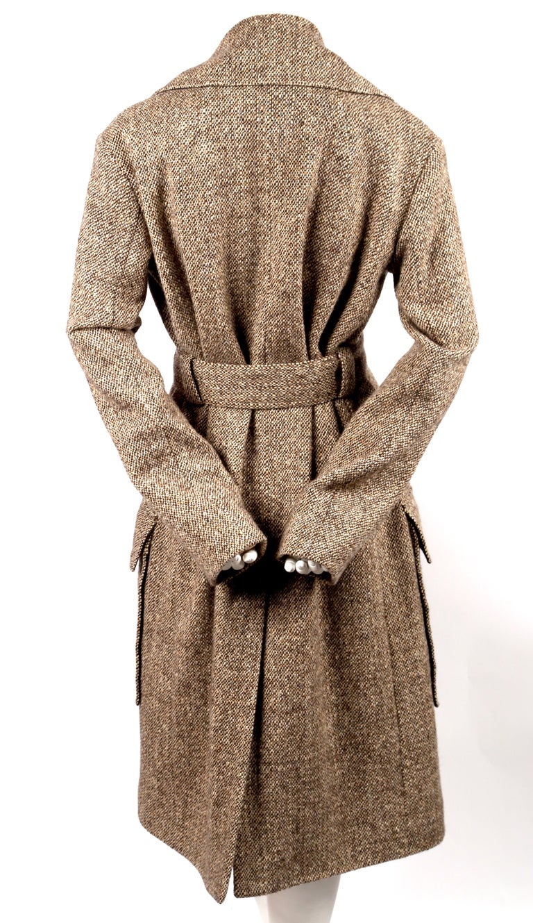CELINE by PHOEBE PHILO tweed wool coat with waist tie - new at 1stDibs ...