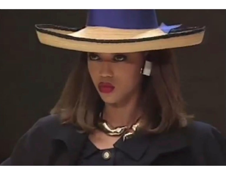 1992 Yves Saint Laurent gilt snake runway collar necklace at 1stDibs