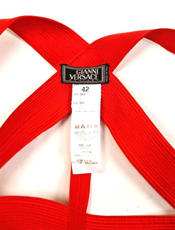 Iconic GIANNI VERSACE COUTURE Red Bondage Harness Bodice Fall 1992 at ...