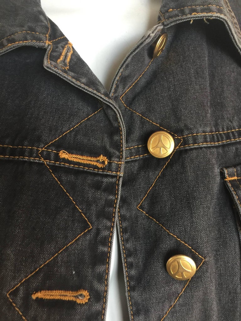 Moschino Denim peace sign button jacket For Sale at 1stDibs