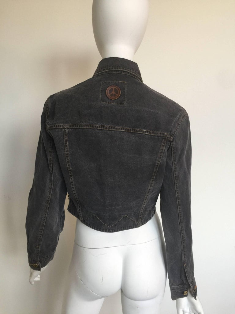 Moschino Denim peace sign button jacket For Sale at 1stDibs
