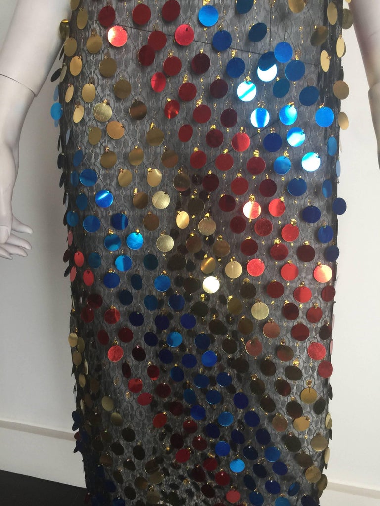 Multicolor sequin sheer disco dress For Sale at 1stDibs