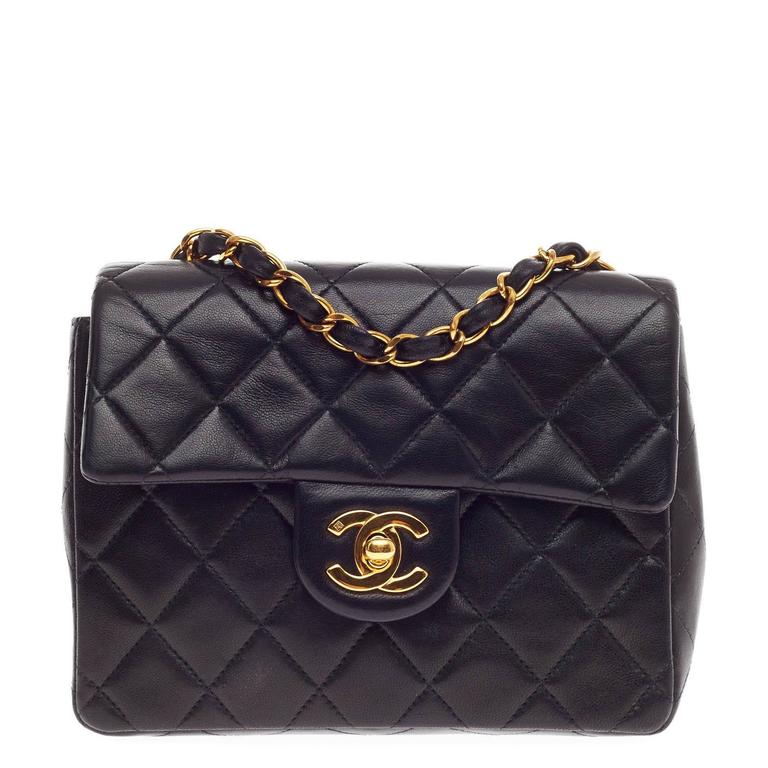 Chanel Vintage Square Classic Single Flap Quilted Leather Mini at 1stDibs