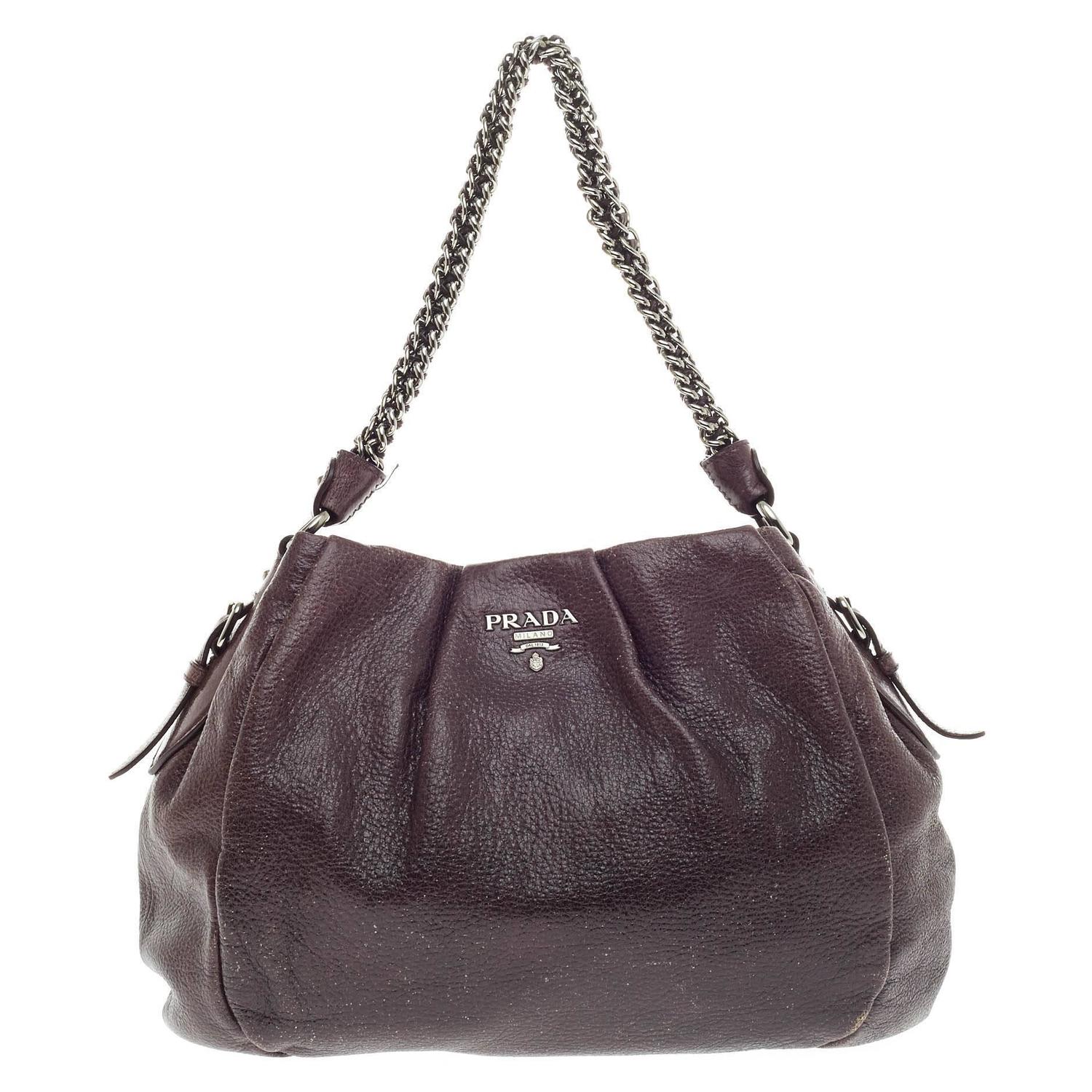 Prada Lux Chain Strap Shoulder Bag Cervo Leather Medium at 1stdibs