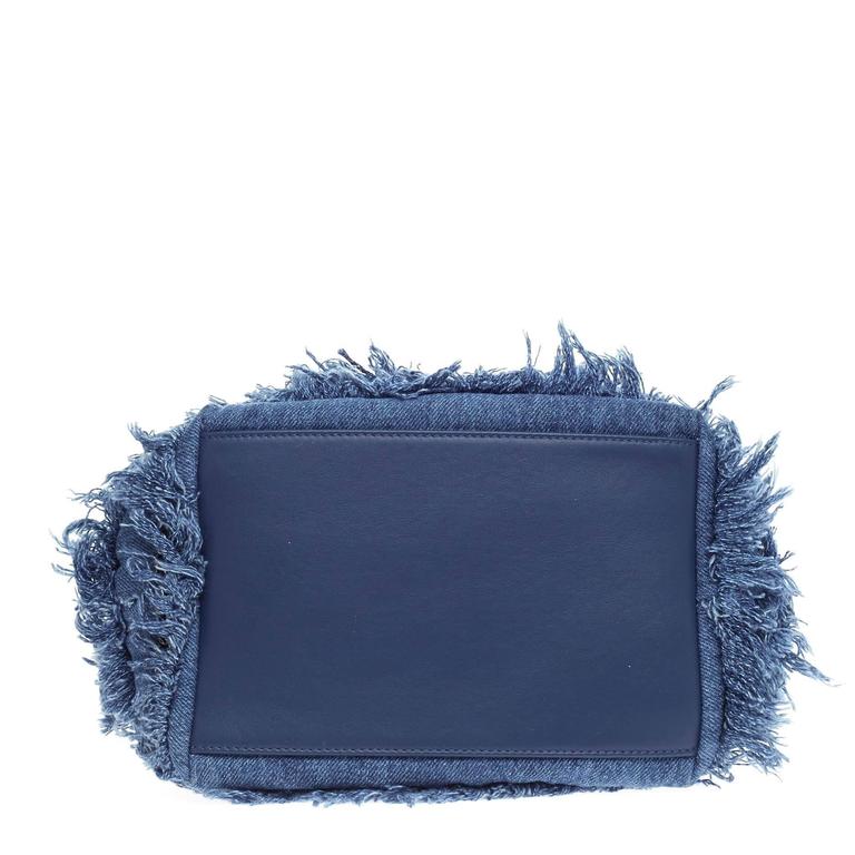 Chanel Drawstring Charm Bucket Bag Fringe Denim at 1stDibs