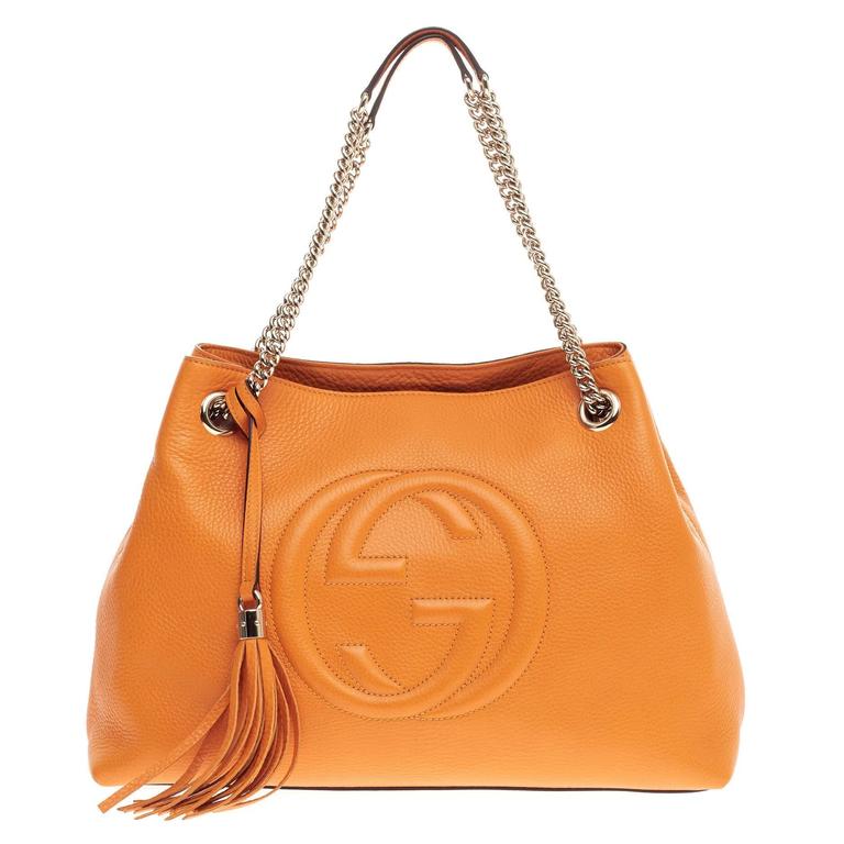 Gucci Soho Shoulder Bag Chain Strap Leather Medium at 1stDibs